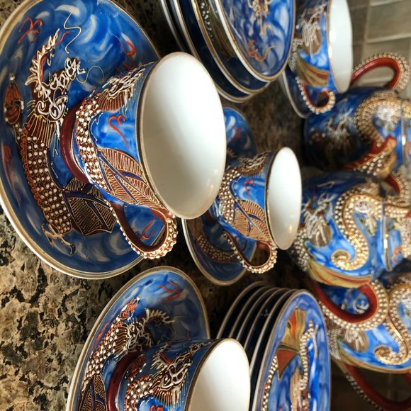 Kitchen | Vintage Japanese Cobalt Blue Tea Set 23 Piece Mint | Poshmark